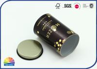 China 182gsm Gold Paper Cardboard Canister Packaging Tube With Metal Lid for sale