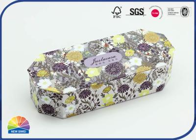 China Flower Print Octagon Shaped Hinged Lid Gift Box Magnetic Closure for sale