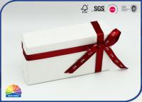 China Red Ribbon Decorated Paper Custom Gift Box Hot Silver Stamping for sale