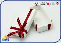 China Red Ribbon Decorated Paper Custom Gift Box Hot Silver Stamping for sale