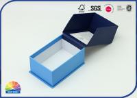 China Custom Printed Blue Foil Hot Stamping Hinged Lid Cardboard Box for sale