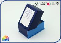 China Custom Printed Blue Foil Hot Stamping Hinged Lid Cardboard Box for sale