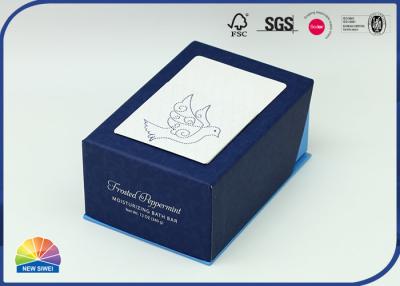 China Custom Printed Blue Foil Hot Stamping Hinged Lid Cardboard Box for sale