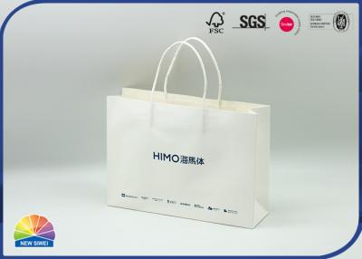 China 1c UV Print 180gsm White Kraft Paper Shopping Bags Matte Varnishing for sale