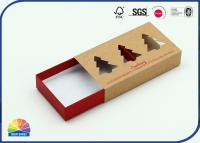 China 1c Print Kraft Drawer Paper Box WIth Christmas Tree Die Cut Window for sale