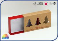 China 1c Print Kraft Drawer Paper Box WIth Christmas Tree Die Cut Window for sale