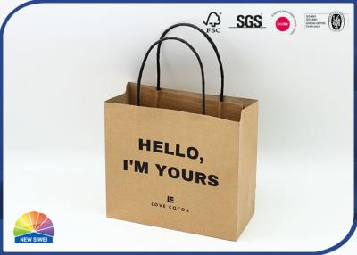 China Custom Size Eco Kraft Brown Paper Bag With Logo 1c Black Print for sale