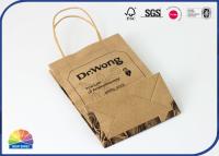 China Stand Up Packaging Kraft Paper Bags Black Printing With Handles for sale