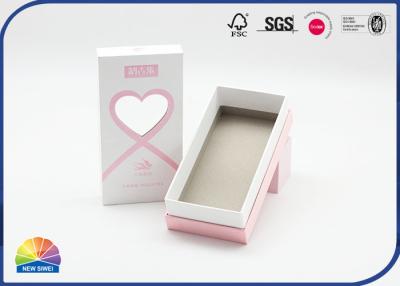 China Heart Shaped Window Iridescent Paper Rigid Gift Box Logo Embossing for sale