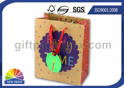 China Recycled Brown Kraft Paper Gift Bag With Ribbon Handle For Birthday Party Gifts for sale