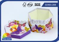 China Recycled Printed Paper Gift Box with Lid / Hexagon Cardboard Paper Eco Friendly Packaging Boxes for sale
