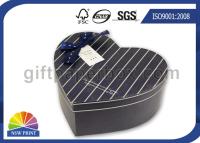 China Heart Shape Luxury Paper Jewelry Box With Ribbon Bowknot For Earrings / Ring / Necklace for sale