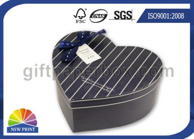China Heart Shape Luxury Paper Jewelry Box With Ribbon Bowknot For Earrings / Ring / Necklace for sale