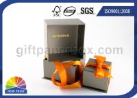 China Silver Cardboard / Art Paper Hinged Lid Gift Box With Ribbon Bowknot for sale