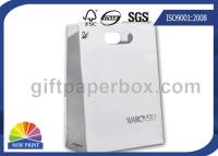 China Hot Stamping Die Cut Handle Printed Paper Bags White Or Black With Art Paper for sale