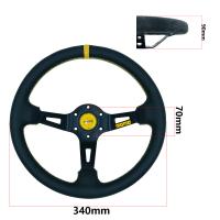 China MOMO 14 inch 340mm Racing Steering Wheel Hand Stitched Genuine Leather Universal for sale
