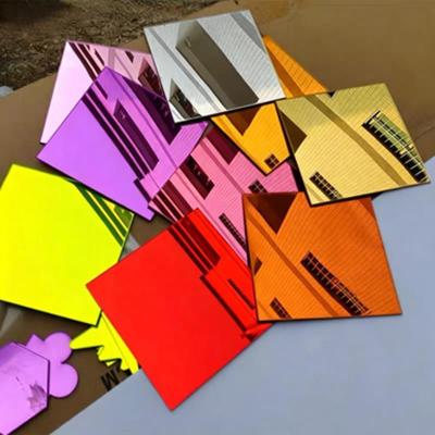 China 1.0MM Colorful Glossy Acrylic Mirror Sheets with Paint Backed Flexible Wall Mouted Plastic Mirror Panel for Advertising and Decor for sale