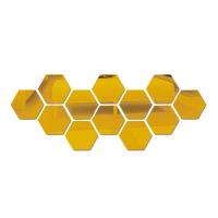 China 3D 12Pcs Hexagon Acrylic Mirror Wall Stickers Decorative Tiles Self Adhesive Aesthetic Room Home Decor Shower Makeup Panel for sale