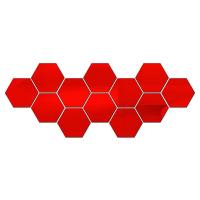 China 3D 12Pcs Hexagon Acrylic Mirror Wall Stickers Decorative Tiles Self Adhesive Aesthetic Room Home Decor Shower Makeup Panel for sale