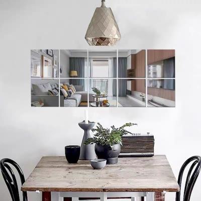 China Modern Minimalist Acrylic Spliced Mirror Self-adhesive Wall Mount Full-Length Mirror Punch-Free Decorative Wall Sticker Mirror for Bathroom Washroom for sale