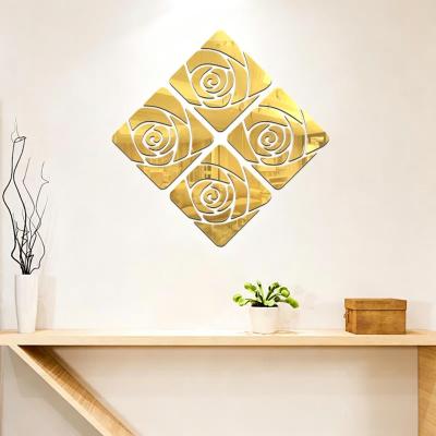 China Laser Engraved Gold PMMA Acrylic Mirror Sheet Decorative Pattern for Hotel Restaurant Interior for sale