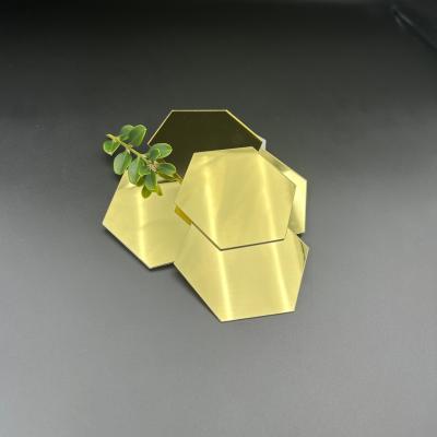China Gold Mirror PMMA Acrylic Sheet 3mm Thickness Luxury Interior Decor Wall Panel Decorative for sale