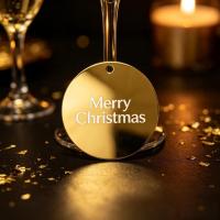 China Round Acrylic PMMA Mirror Sheet Hangable Holiday Decoration Ornament with Customizable Greeting Message String for sale