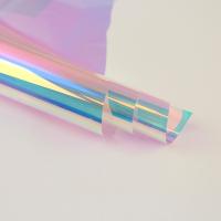 China Factory Wholesale Colorful Holographic Film Blue Base Golden Light PET Iridescent Film Roll Translucent Decorative Wrapping Film for sale