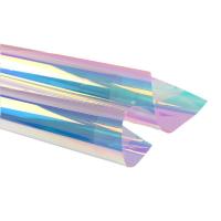 China Factory Wholesale Colorful Holographic Film Blue Base Golden Light PET Iridescent Film Roll Translucent Decorative Wrapping Film for sale
