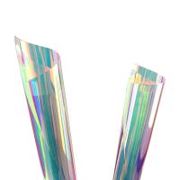 China Factory Wholesale Color Laser Paper Blue Base Golden Light PET Rainbow Film Iridescent Film Roll Translucent Material for Decoration Packaging for sale
