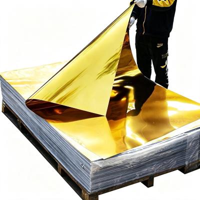 China Gold Plastic Mirror Panel Clear Mirror Effect Unbreakable Photography Reflection Photo Prop Sheet for sale