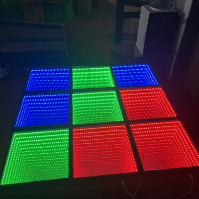 China Square RGB LED Infinity Mirror Wall Panel 600mm Acrylic Semi Reflective Lens for sale