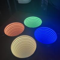 China USB Powered Abyss Mirror Light 200mm Round Bedside Night Lamp Acrylic Frame for sale