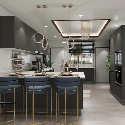 China CE Black Kitchen Cabinets Modern With Particle Board & Plywood Materials Modern Kitchen Units for sale