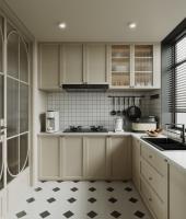 China Customized High End Shaker Cabinets Quartz Stone Melamine Board Kitchen Cabinet for sale