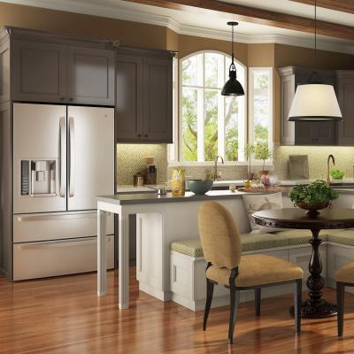 China White & Grey Wooden Traditional Kitchen Units Built In Pantry Scandinavian Style for sale