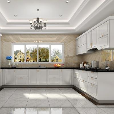 China L Shaped Premade White Color Traditional Style Kitchen Cabinets Kitchen Wall Cupboards for sale