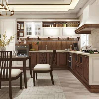 China Anti Fouling Traditional Two Tone Kitchen Cabinets / Kitchen Melamine Cupboards Design CAD Drawing for sale