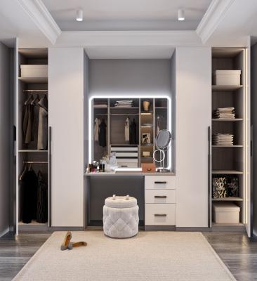 China U Shaped Solid Wood Modern White Walk In Closet Room Shaker Style Small Walk In Wardrobe for sale