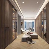 China Glass Door 75cm Wide Swing Shutter Wardrobe Storage Units Stain Resistant For Hotel Furniture for sale