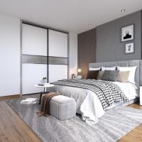 China Matt Grey Modern Built In Sliding Wardrobes180cm E1 Standard Chipboard for sale