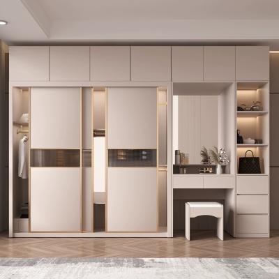 China Walnut Sliding Door Wardrobe With Drawers 200cm Wide Laminate for sale