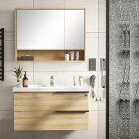 China 24 Inch Wall Mounted Vanity Unit Floating With Sink Natural Wood for sale