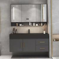 China Wall Hung Painted Bathroom Vanity Furniture Melamine Countertop for sale