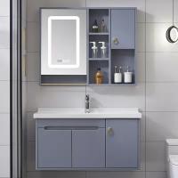 China Hotel Floating Wall Mounted Solid Oak Vanity Unit With Mirror Wash Basin for sale