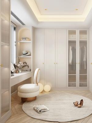 China Ash Wood Bedroom Furniture Set Golden Finish Dressing Cupboard With Table for sale