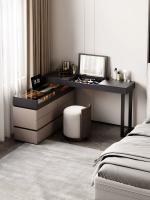 China Velvet Upholstered Dark Wood Dressing Table Bedroom Makeup Vanity for sale