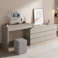 China Customized Fabric Leather Wooden Vanity Table Unit Bedroom Nightstand Mirrored Makeup Table for sale