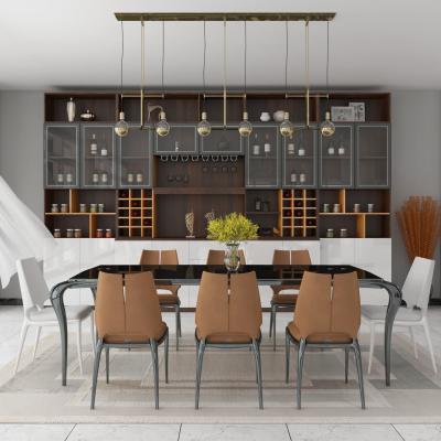 China ODM Corner Dining Room Furniture Cabinet Set Sideboard Buffet Table Wood Tabletop for sale