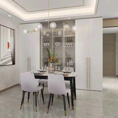 China Smooth OEM Dining Room Furniture  Buffet Cabinet Sideboard Table Leather Chairs for sale